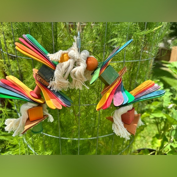 Bird | Handmade Colorful Bird Toy With Rope And Wooden Blocks | Poshmark